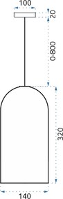 Toolight Fox B, závěsná lampa 1xE27 APP196-1CP, černá-růžové zlato, OSW-00177