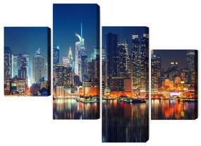 Vícedílný obraz Panoramatický Výhled Na Manhattan V Noci Nedostatek Nedostatek Plátno Canvas 160x100
