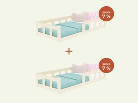 Benlemi Nízké postele FENCE 4v1 s přední zábranou pro dvě děti Zvolte barvu: Námořnická modrá, Zvolte rozměr: 90x180 cm, Zvolte zábranu: Obě vpravo