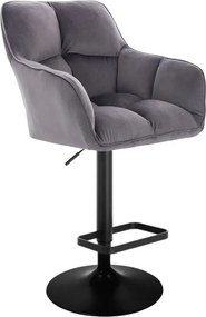LuxuryForm DESIGN Barová židle AMALFI VELUR na černé kulaté podstavě - tmavě šedá