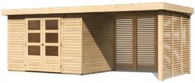 Dřevěný zahradní domek ASKOLA 4  s přístavkem Lanitplast 557 cm