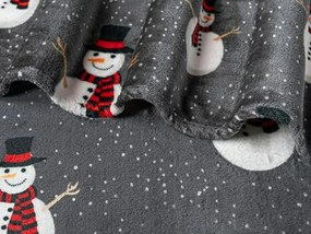 Svítící vánoční mikroplyšová deka SNOW BUDDY, šedá Rozměr: 150 x 200 cm