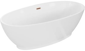 Mexen Bilbao volně stojící vana 180 x 90 cm, bílá, přepad kartáčovaná měď - 51311809000-65