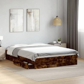 Rám postele se zásuvkami kouřový dub 120 x 200 cm kompozit 3280668
