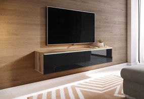 TV stolek Lancome 140, dub wotan/černý lesk LED osvětlením