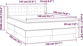 Box spring postel s matrací modrá 140x190 cm textil 3130031