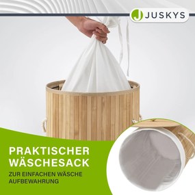 Juskys Kulatý bambusový koš na prádlo Curly-Round 55 l Barva: přírodní