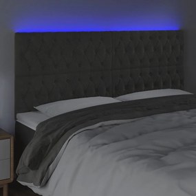Čelo postele s LED tmavě šedé 180x7x118/128 cm samet 3122821