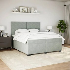 Box spring postel s matrací světle šedá 200x200 cm samet 3290996