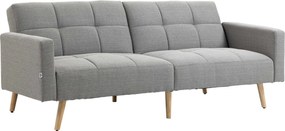 HOMCOM rozkládací pohovka 2v1 205 x 88 x 80 cm, látka s efektem lnu, šedá | Aosom