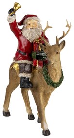 Dekorativní soška Santy na jelenovi se zvonkem - 16*9*22 cm