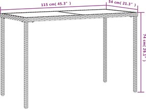vidaXL Zahradní stůl se skleněnou deskou 115x54x74 cm polyratan [365072] Barva: Černá
