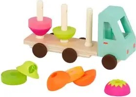 B-Toys Náklaďák dřevěný Stack  Roll Fruit Truck / od 18 měsíců