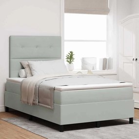 Postel s boxspringem s čelo Světle šedá 120 x 190 cm samet 3339818