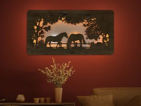 Li-Go "Koně" světelný obraz 230V 120x60 cm provedení povrchu: dub světlý
