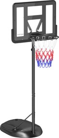 Nastavitelný basketbalový koš SPORTNOW 216-277 cm s koly a plnitelnou základnou pro teenagery a dospělé, černý | Aosom