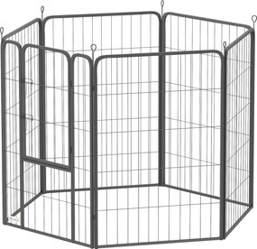 PawHut Cvičící klec pro štěňata - 6-stranný hrací prostor se 6 mřížkovými panely a dveřmi, flexibilní, skládací, chráněný kryt, 100 cm vysoká cvičící