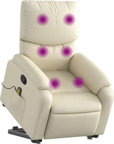 Zvedací masážní polohovací křeslo krémové umělá kůže 3204894
