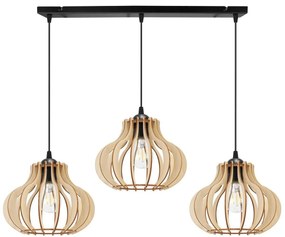 Závěsné svítidlo Timber 3, 3x dřevěné stínítko