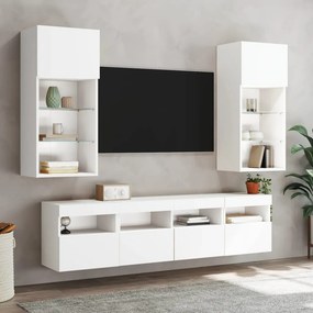 5dílná obývací stěna s LED osvětlením bílá kompozitní dřevo 3216743