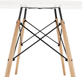 Jídelní stůl, bílá/buk, průměr 90 cm, GAMIN 2 NEW 90