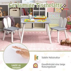 Costway Dětský stůl se 2 židlemi 3 kusy. Dětská sedací sestava s šedými nohami