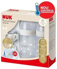 Nuk Kojenecký set Nature Sense láhev s ukazatelem teploty 260 ml a dudlík bílá