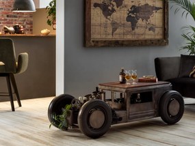 Kovový konferenční stolek s dřevěnou deskou auto Car - 160*65*50cm