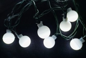 Vnitřní LED vánoční řetěz s kuličkami - studená bílá, 10m, 80 LED
