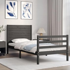 Rám postele s čelem šedý 100 x 200 cm masivní dřevo,  3195018 HangarStore.cz