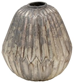 Béžovo-šedá antik dekorační skleněná váza – 10x10x11 cm