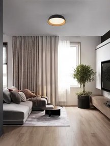 LED stmívatelné černo-dřevěné designové stropní svítidlo Sigi