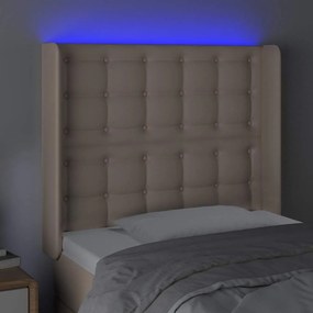 Čelo postele s LED cappuccino 83 x 16 x 118/128 cm umělá kůže 3124125