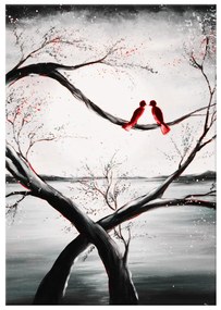 Gario Ručně malovaný obraz Ptačí láska Rozměry: 70 x 100 cm