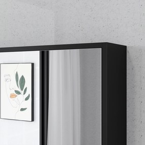 Kleankin Koupelnová Skříňka se Zrcadlem a Nastavitelnými Poličkami, Nástěnná Koupelnová Skříňka se Šetřícím Dveřmi, 60x15x76 cm, Černá