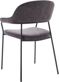 Tmavě šedá jídelní židle s područkami Kindersley – Unique Furniture