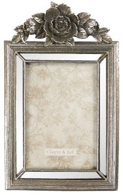 Antik stříbrný fotorámeček s dekorací květiny - 15*3*25 cm / 10*15 cm