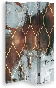 Ozdobný paraván, Marocký jetel v hnědé barvě - 110x170 cm, třídílný, korkový paraván