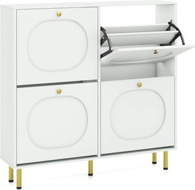 Costway Sklápěč bot botníku úzký s 4 klapkami a 5 kovovými – 100 × 24 × 98 cm
