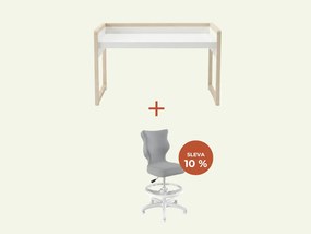 Benlemi Dětský rostoucí stůl STOLLY se dvěma výškami stolu + ergonomická židle ŠEDÁ Zvolte rozměr židle: dítě 133 - 159 cm (výška stolu 71 - 82 cm)