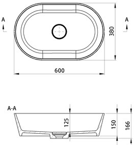 Sapho, GERANO umyvadlo 60x38cm, litý mramor, bílá