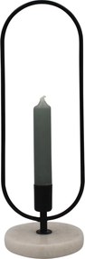Housevitamin Černý svícen ovál - 30 cm - s mramorovým podstavcem