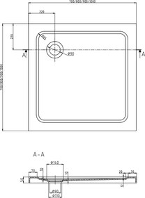 Mexen Rio čtvercový sprchový kout 70 x 70 cm, šedé sklo-chromový profil+ sprchová vanička, 860-070-070-01-40-4010