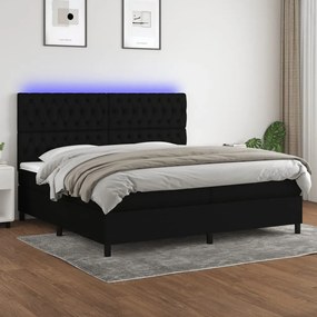 Box spring postel s matrací a LED černá 200x200 cm textil,  3135143 HangarStore.cz