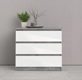 NEW:Komoda Simple 235 beton/bílý lesk