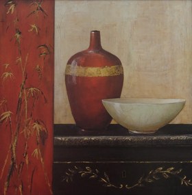 ART-STYLE Obrázek 50x50, vázy I., rám bílý s patinou