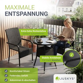 Juskys Stohovatelné polyratanové židle Yoro Barva: šedý melír, Velikost sady: 4 ks