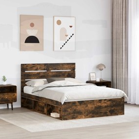 Rám postele Kouřový dub 140 x 200 cm Masivní borové dřevo 3411740