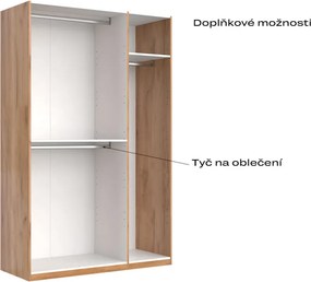 Skříň 3D bez zrcadel série N, dub kraft / bílá Asti