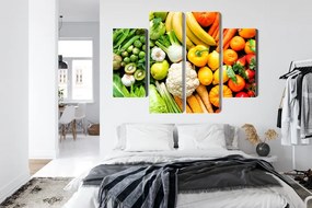 Vícedílný obraz Ovoce A Zelenina V Barvách Duhy Nedostatek Nedostatek Plátno Canvas 200x150